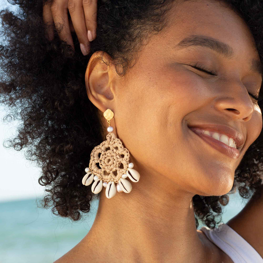 Daydreamer Crochet Shell Earrings | Sequin