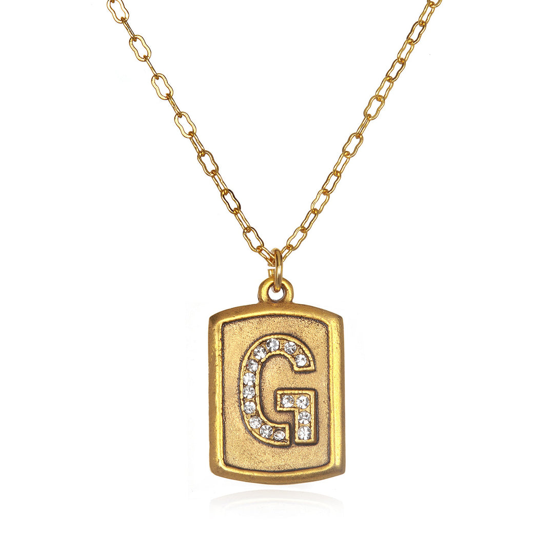 Pavé Block Initial Necklace | Sequin