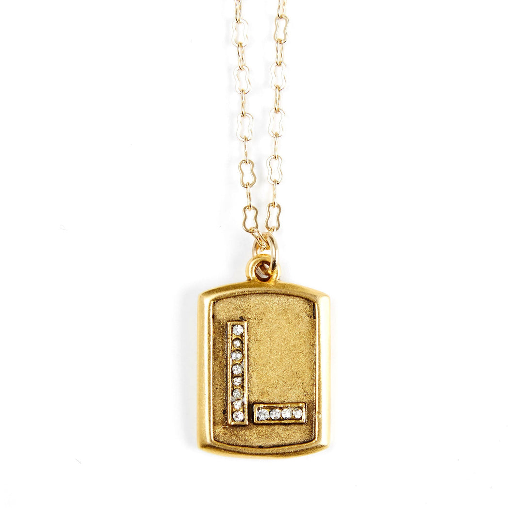Pavé Block Initial Necklace | Sequin
