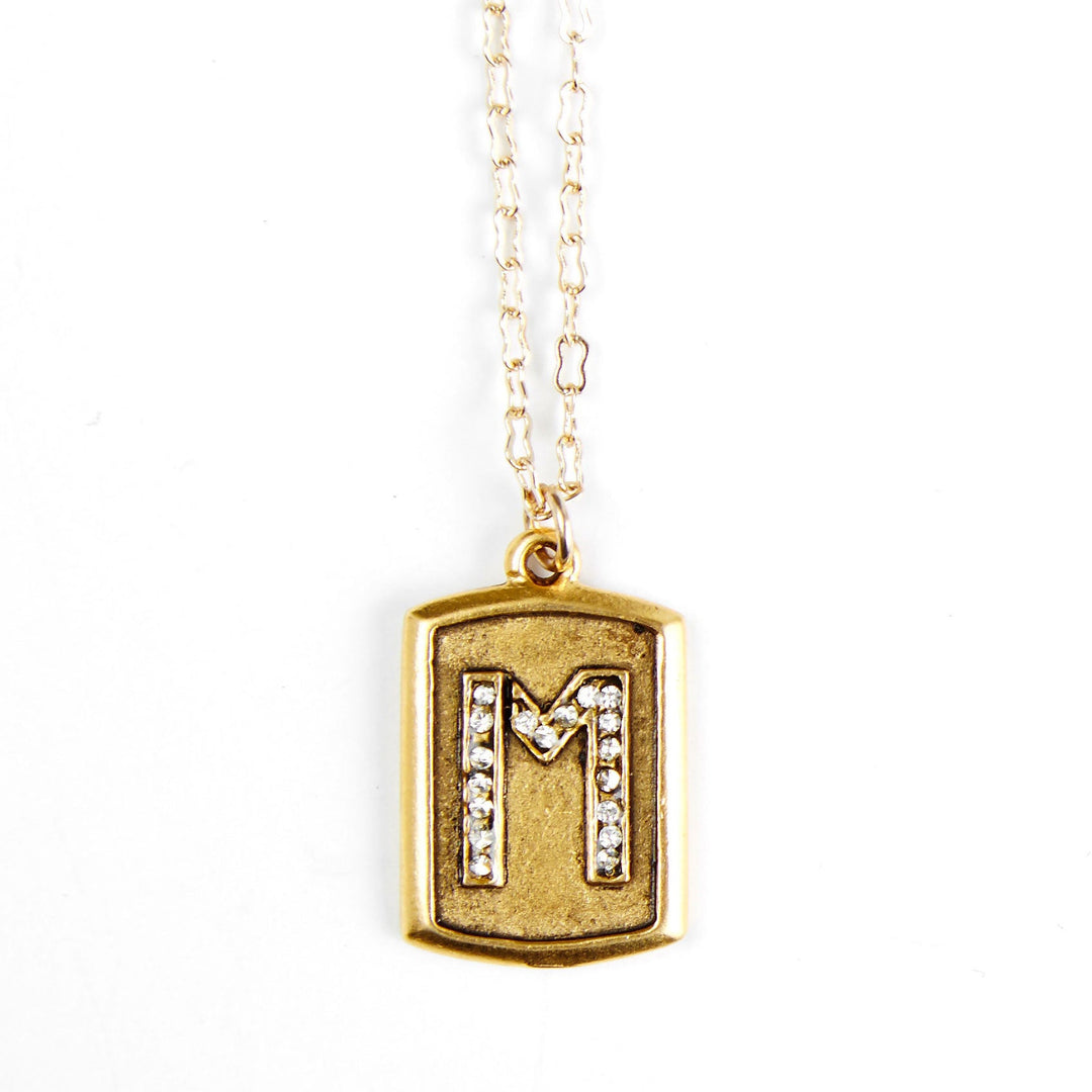 Pavé Block Initial Necklace | Sequin