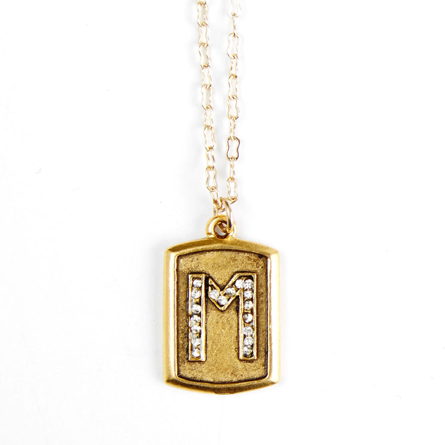 Pavé Block Initial Necklace | Sequin